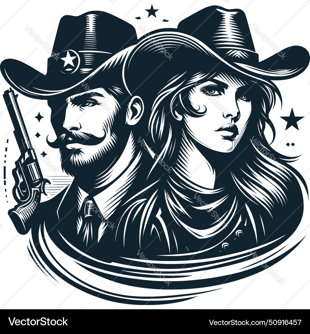 Cowboy and cowgirl bundle file Royalty Free Vector Image