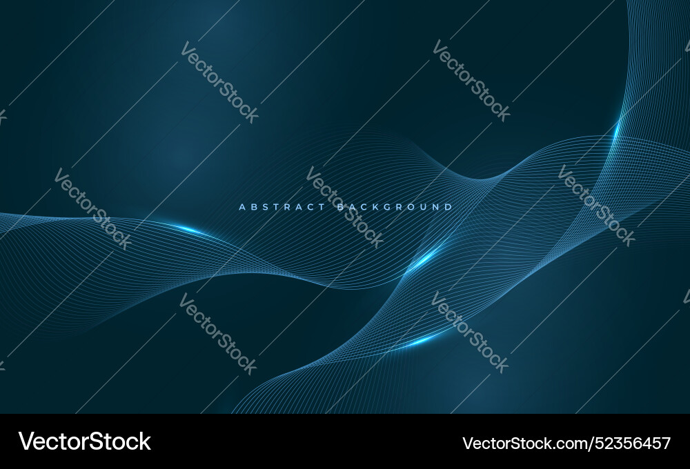 Glowing blue wavy lines on abstract technology Vector Image