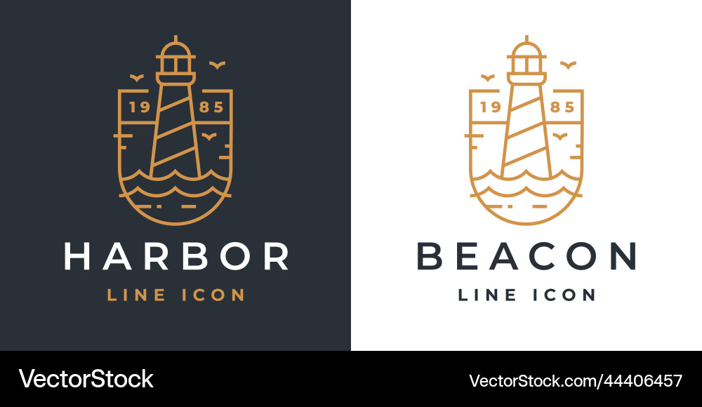 Light beacon harbor line icon Royalty Free Vector Image