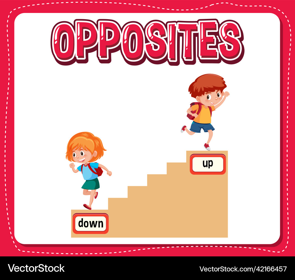 Opposite words for down and up Royalty Free Vector Image