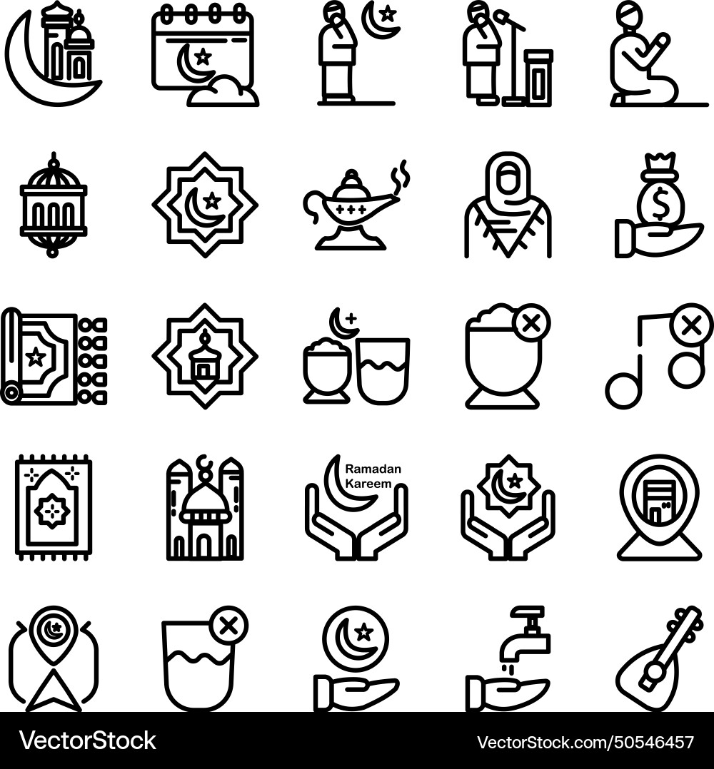 Ramadan icon package Royalty Free Vector Image