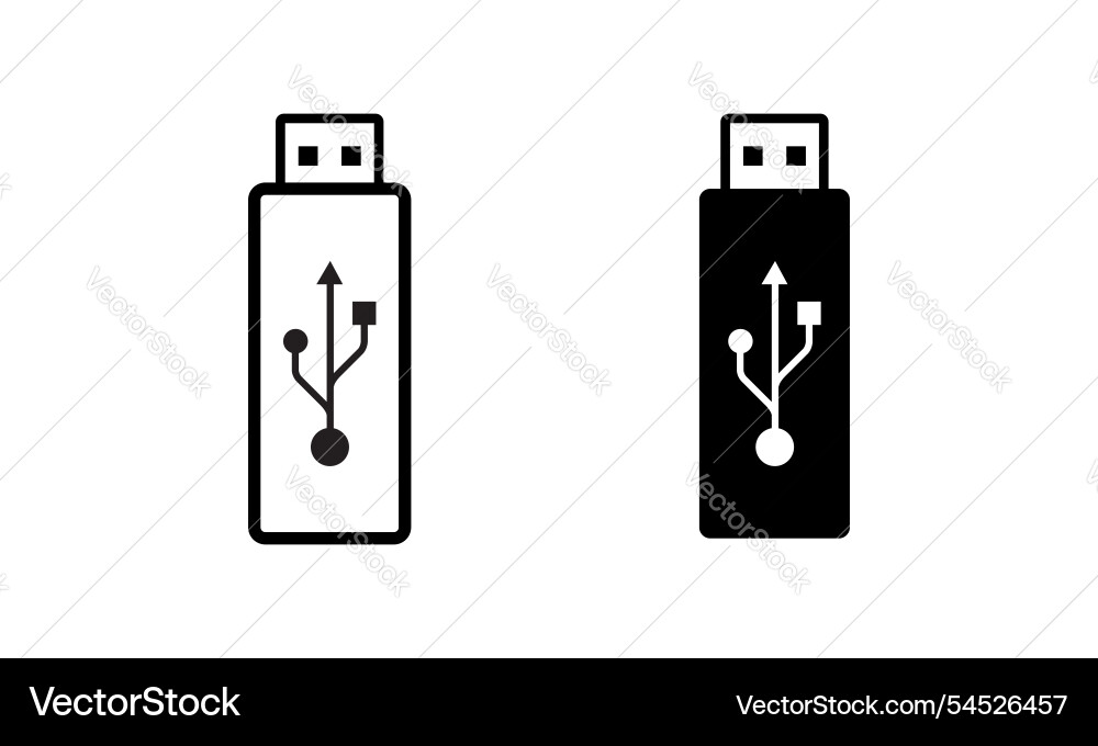 Usb flash drive icon set in modern flat designusb Vector Image