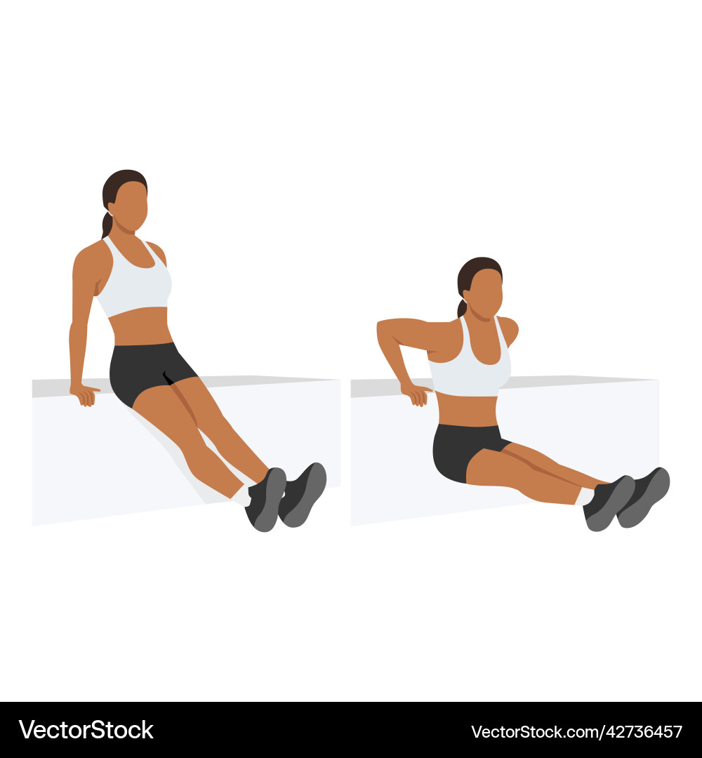 Woman doing tricep dips exercise flat Royalty Free Vector