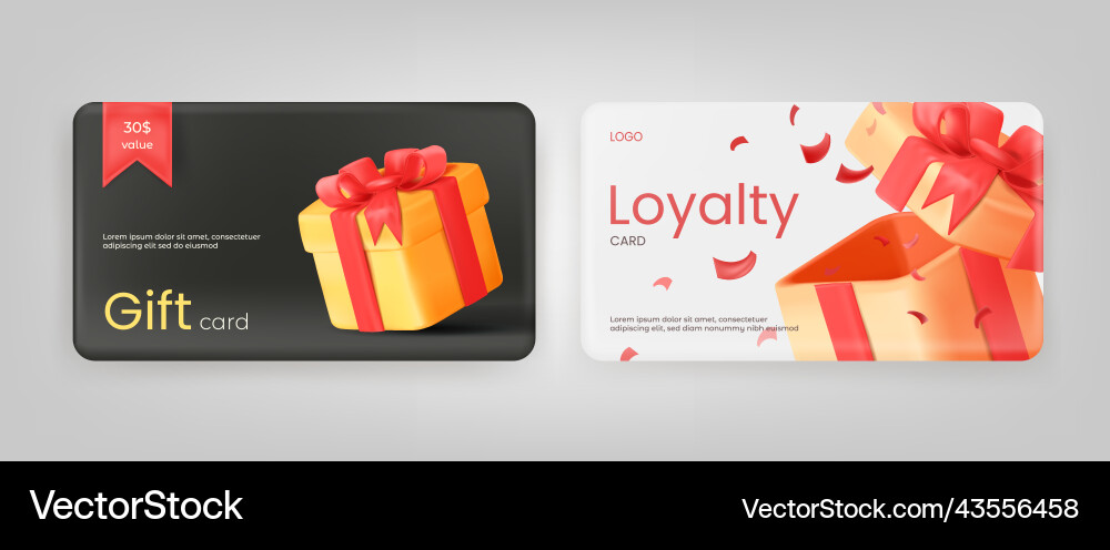 3D Reward Cards - Gift & Loyalty Royalty Free Vector