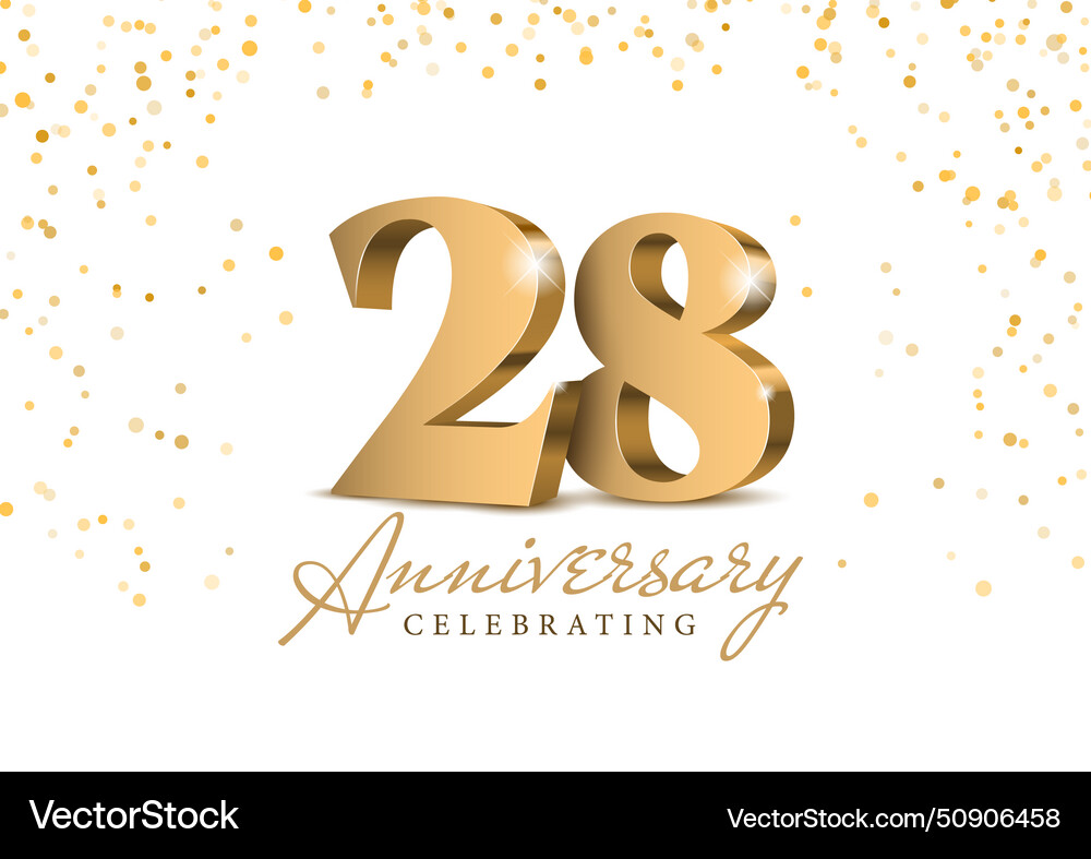 Anniversary 28 gold 3d numbers Royalty Free Vector Image