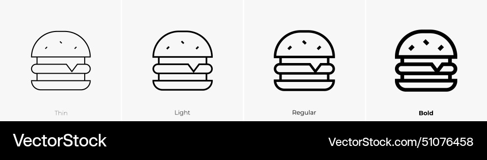 Cheese burger icon thin light regular and bold Vector Image