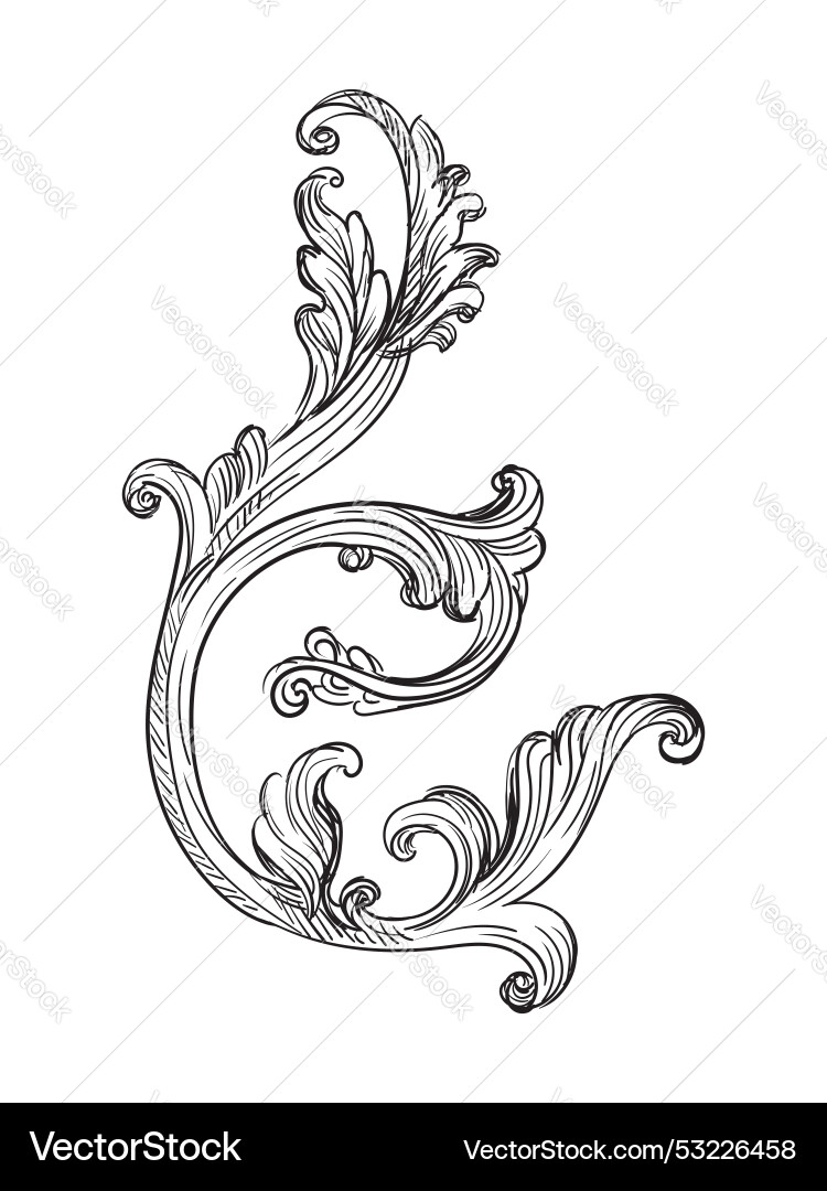 Engraving ornate vintage element isolated Vector Image