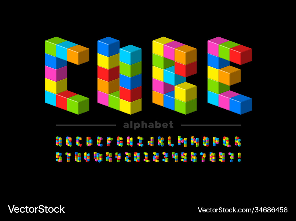 Plastic cubes font Royalty Free Vector Image - VectorStock