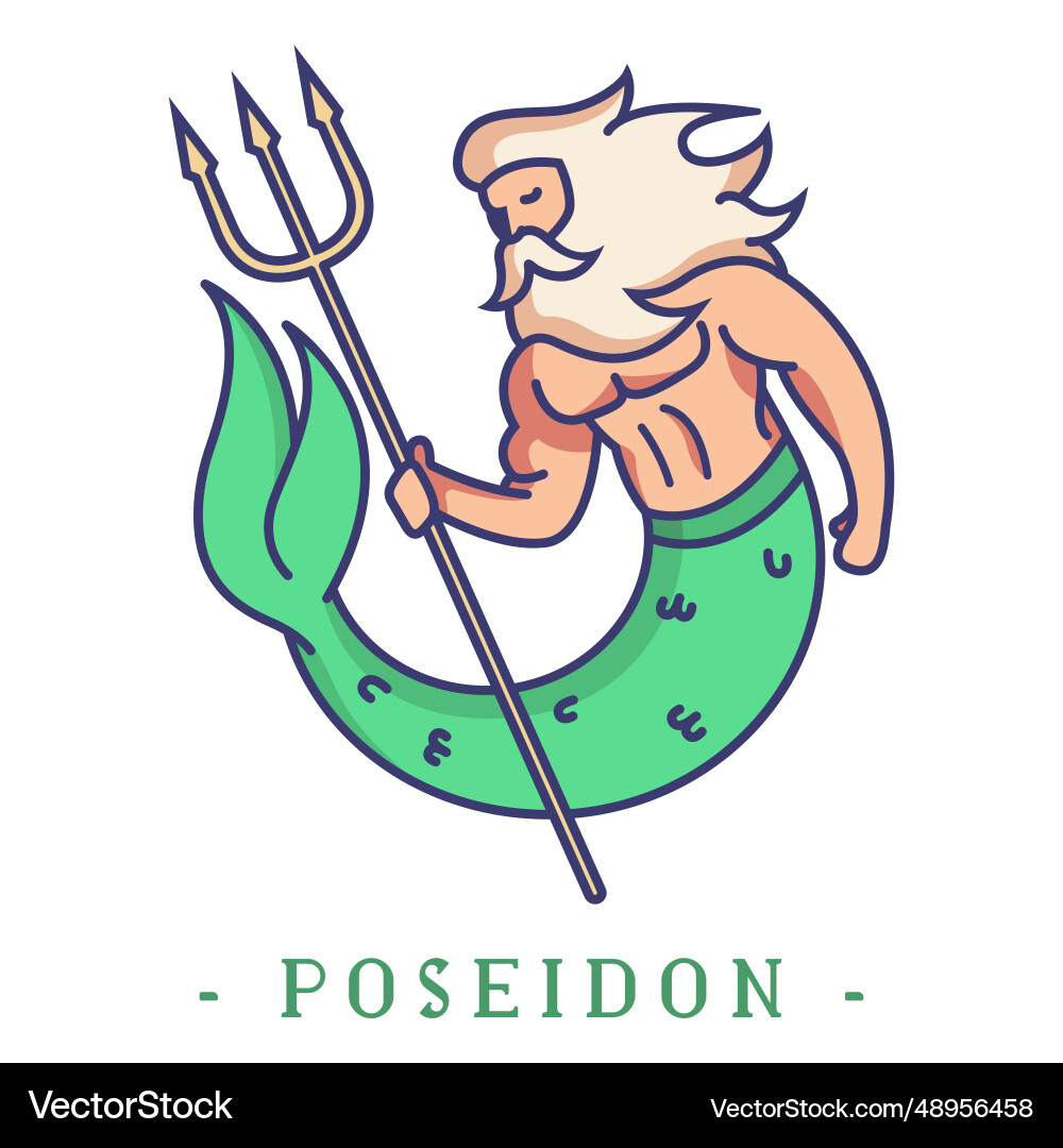 Poseidon greek god character Royalty Free Vector Image