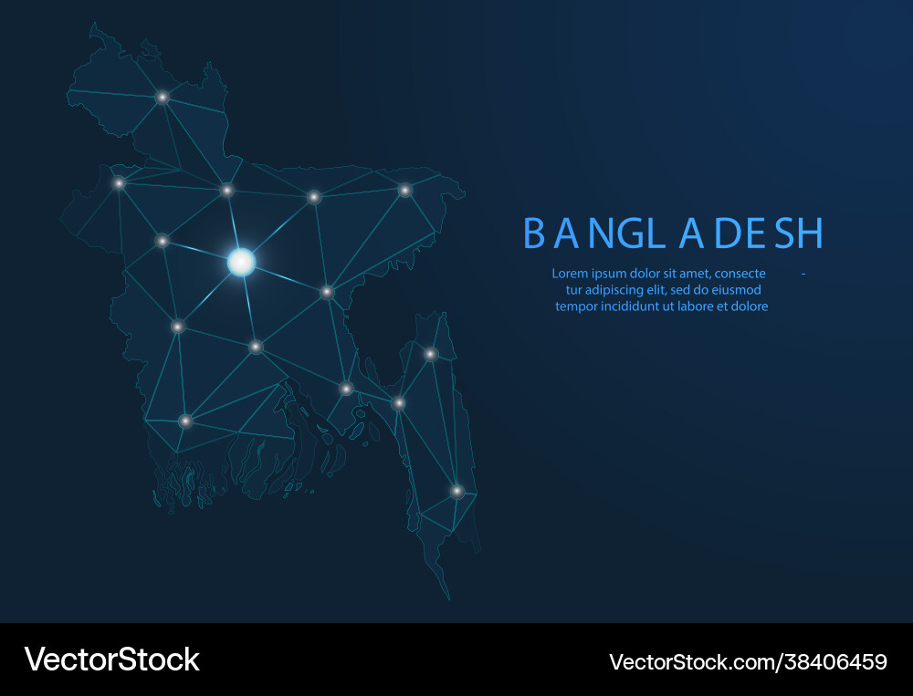Bangladesh communication network map low poly Vector Image