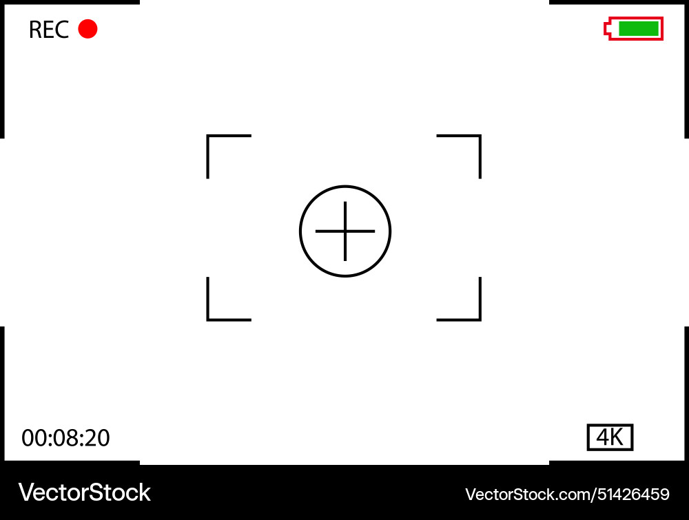 Camera frame viewfinder screen of video recorder Vector Image
