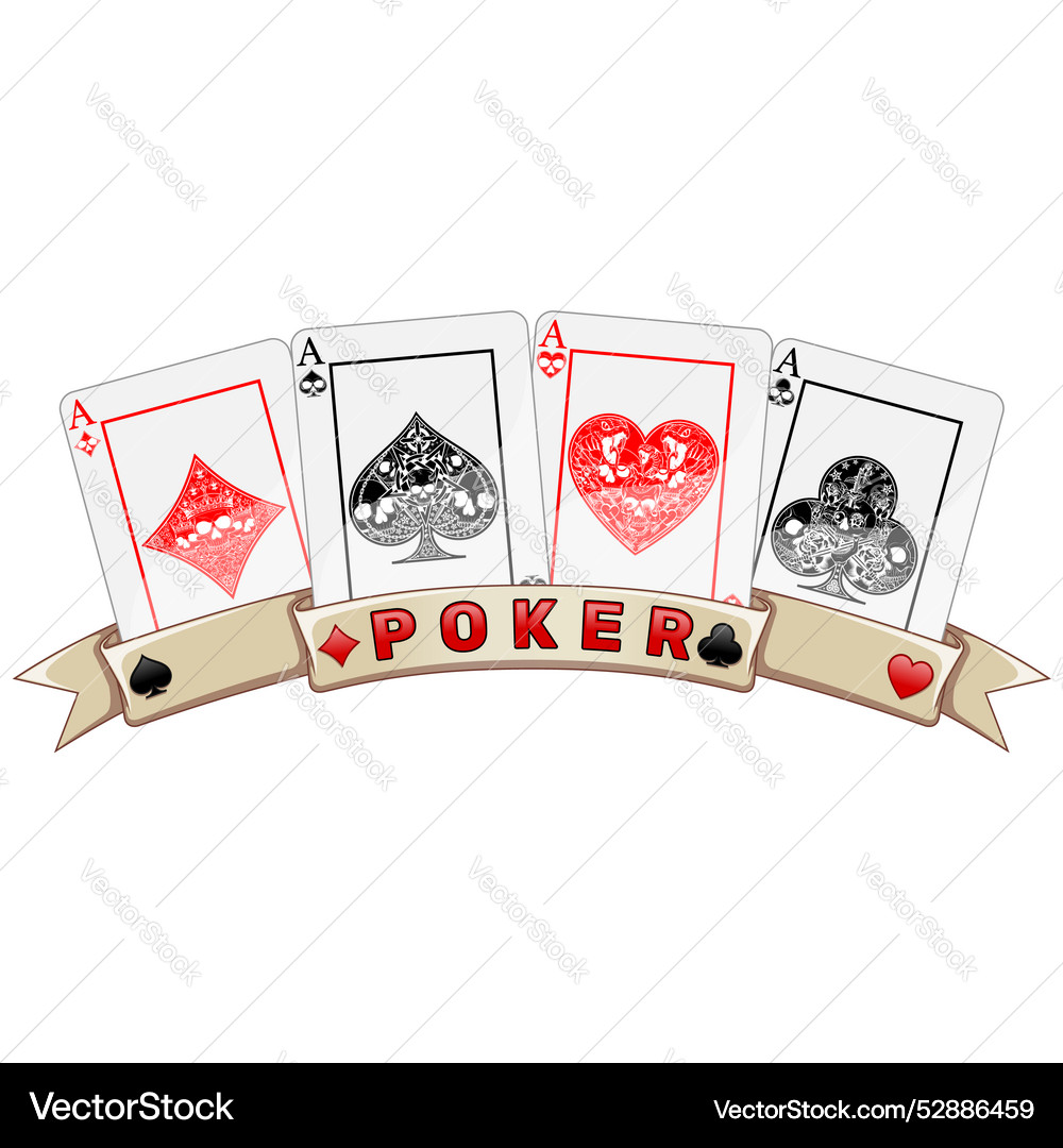 Death poker cards with ribbons – Royalty-Free Vector | VectorStock