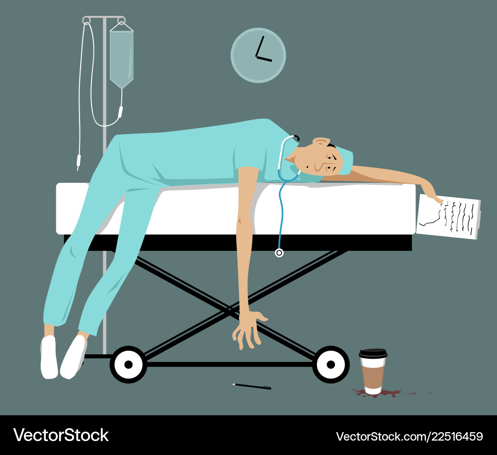 Doctor tired and overworked Royalty Free Vector Image