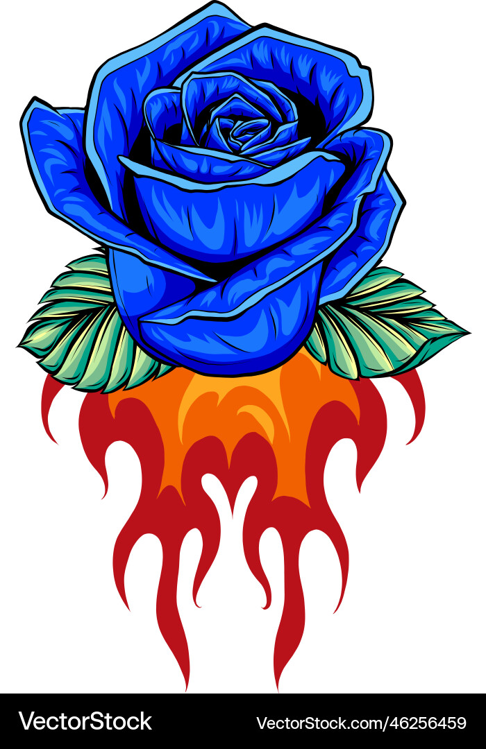 Rose in flames tattoo icon isolated Royalty Free Vector