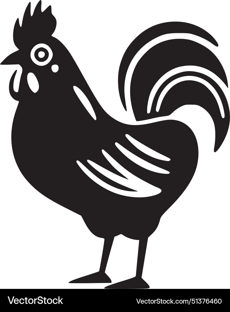 Chicken - black and white Royalty Free Vector Image