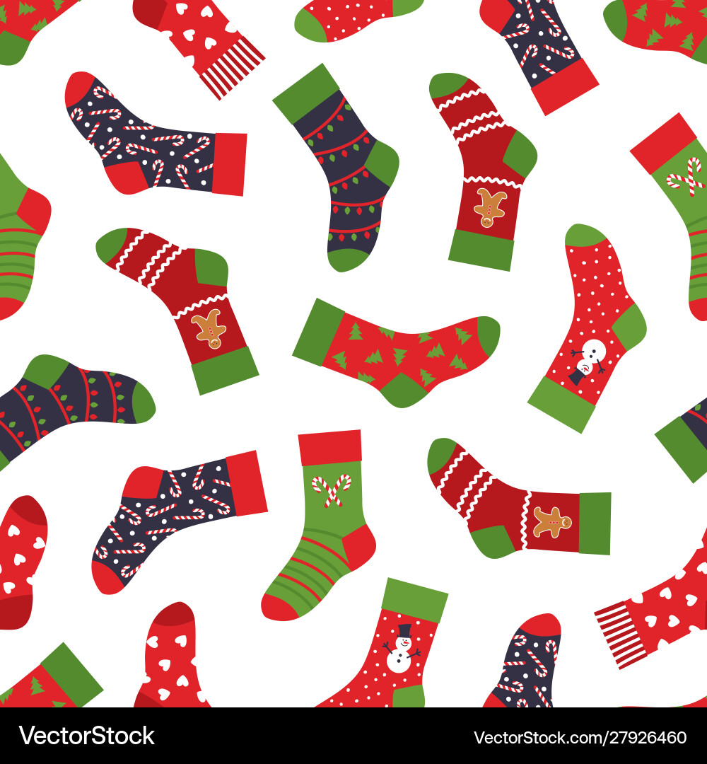 Christmas socks pattern seamless texture Vector Image