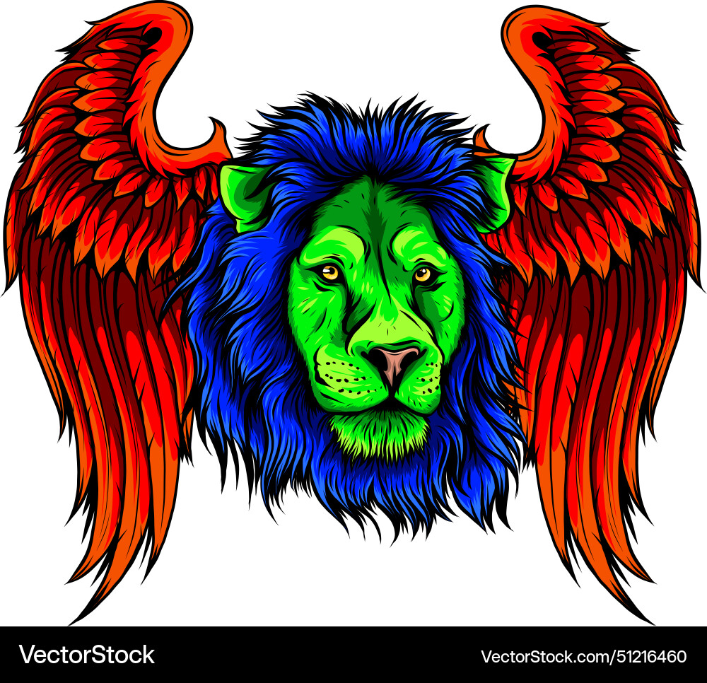Lion head winged on white Royalty Free Vector Image