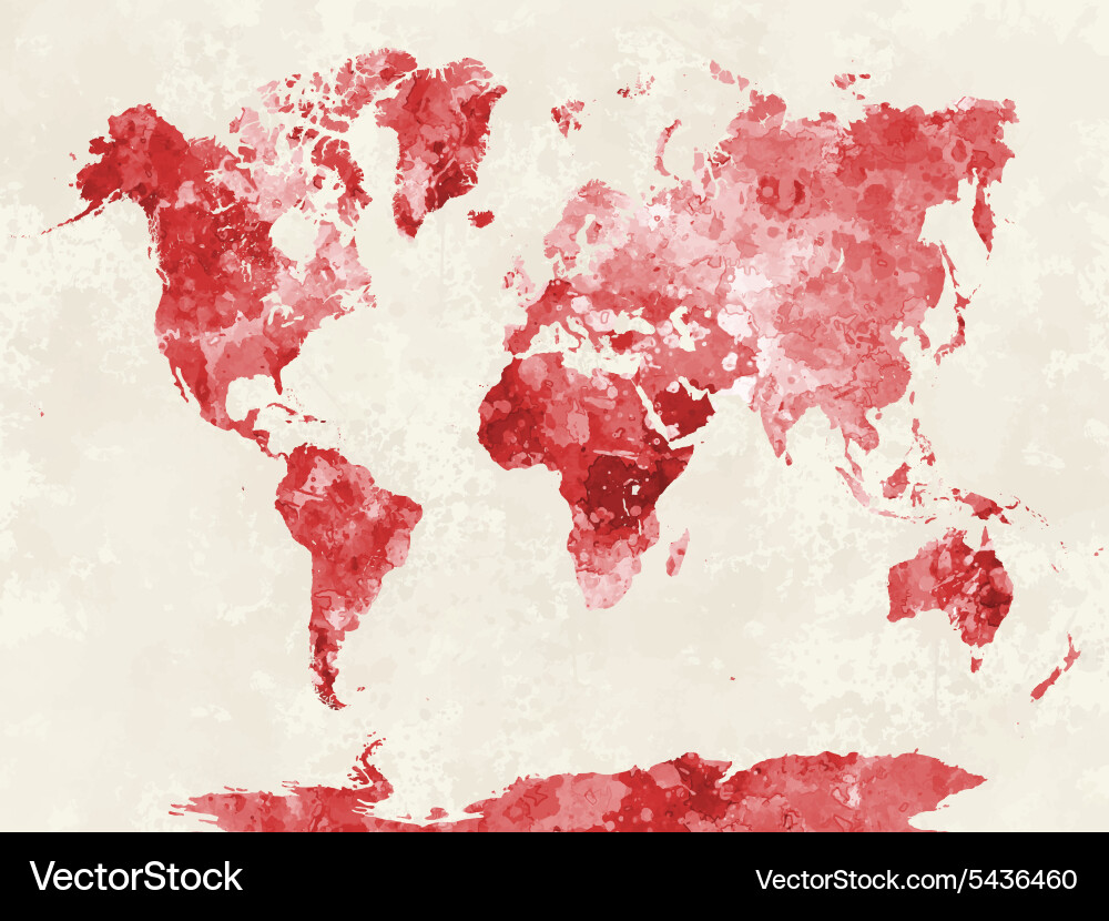 Watercolor World Map Splatter Royalty Free Vector Image