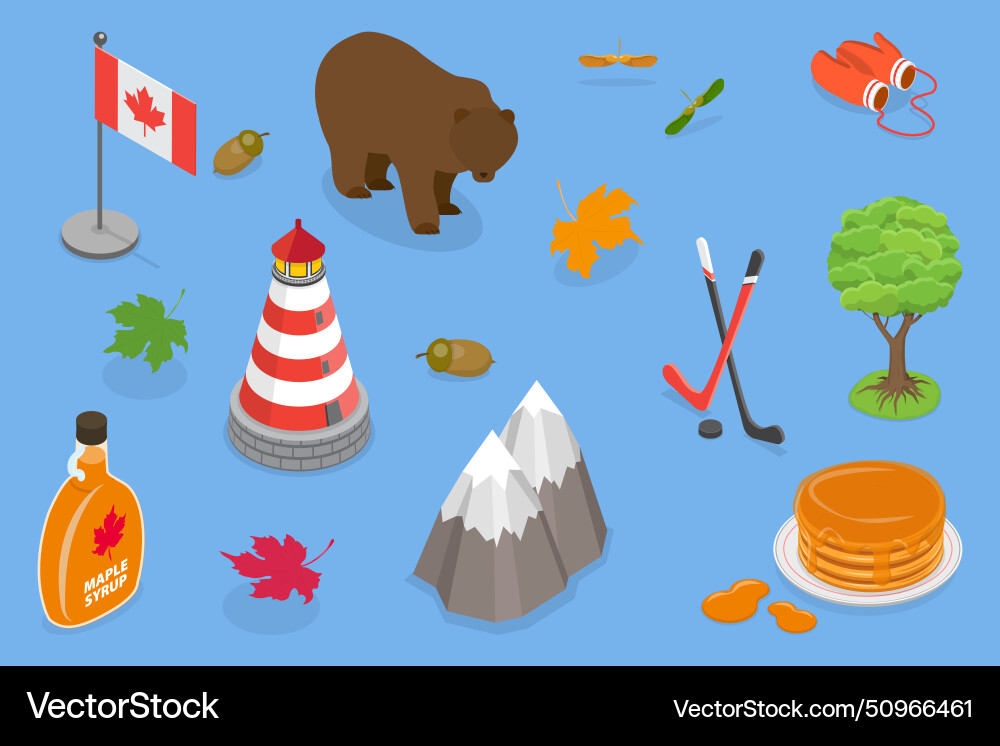 3d isometric flat of canada Royalty Free Vector Image