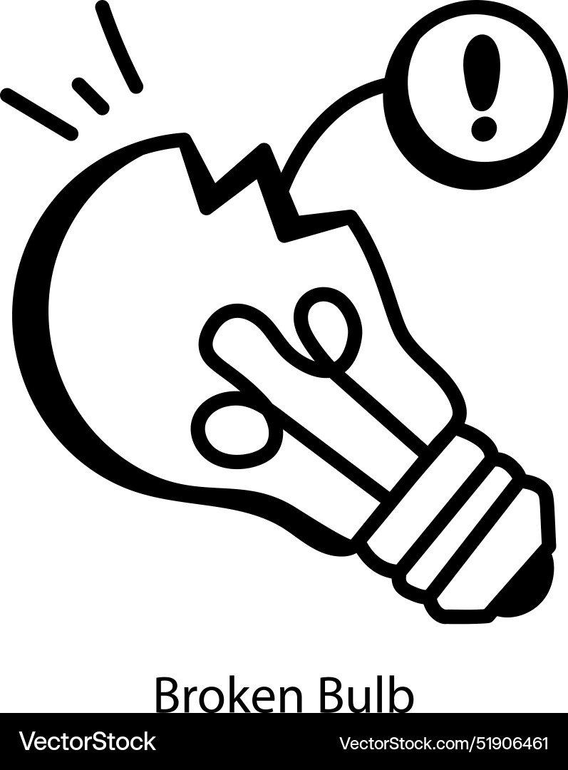 Broken bulb Royalty Free Vector Image - VectorStock