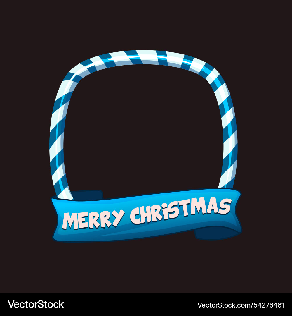 Christmas candy frame with blue ribbon Royalty Free Vector