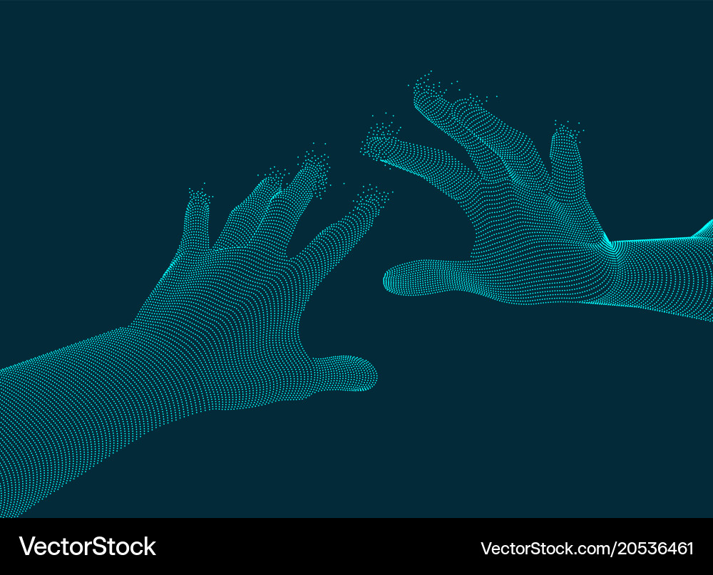 Dotted Hands Connecting Royalty Free Vector Image