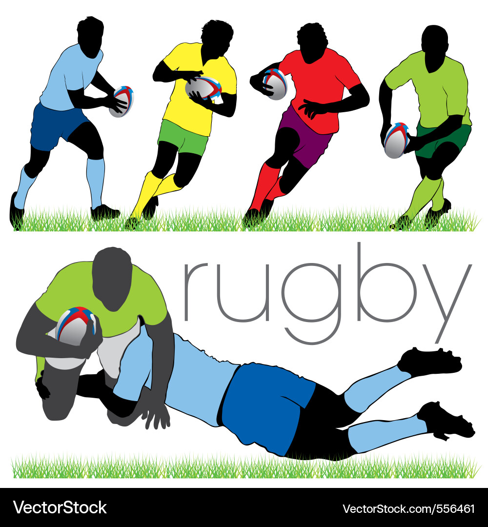 Rugby Player Silhouettes Royalty Free Vector Image