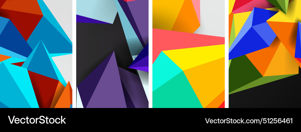 Set of triangle geometric low poly 3d shapes Vector Image