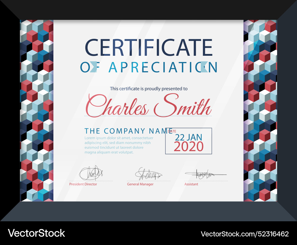 Abstract geometric certificate template Royalty Free Vector