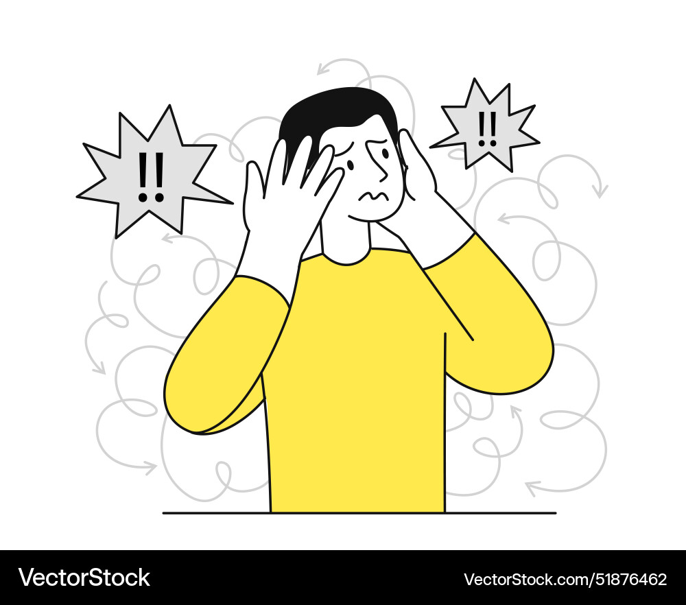 Man with anxiety concept young guy in stress Vector Image
