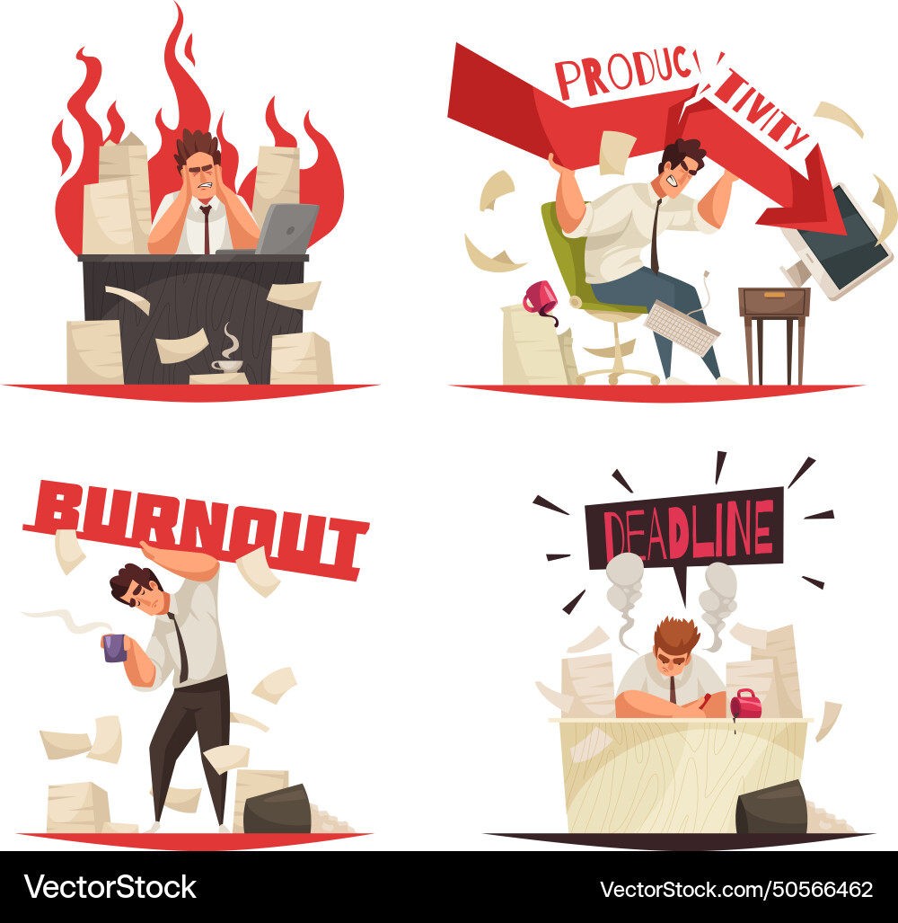 Professional burnout set Royalty Free Vector Image