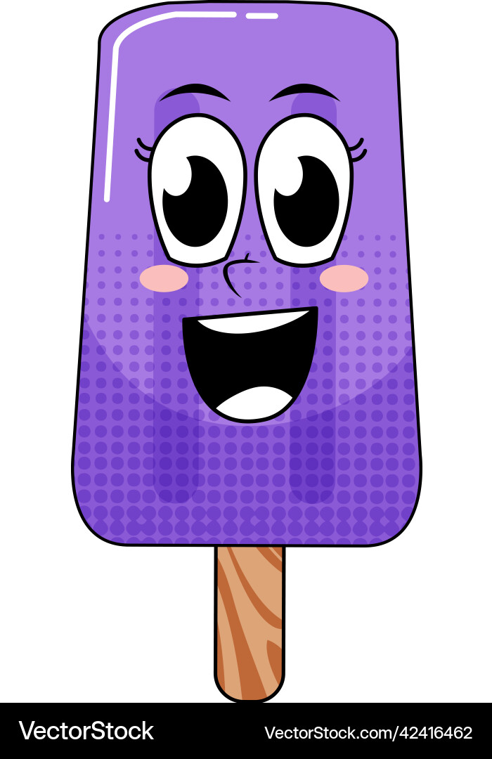 Purple popsicle with happy face Royalty Free Vector Image