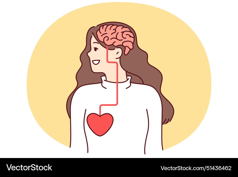 Woman looking away with visual demonstration Vector Image