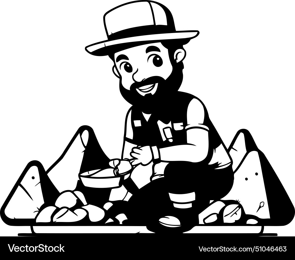 Fisherman with a spoon in cartoon style Royalty Free Vector