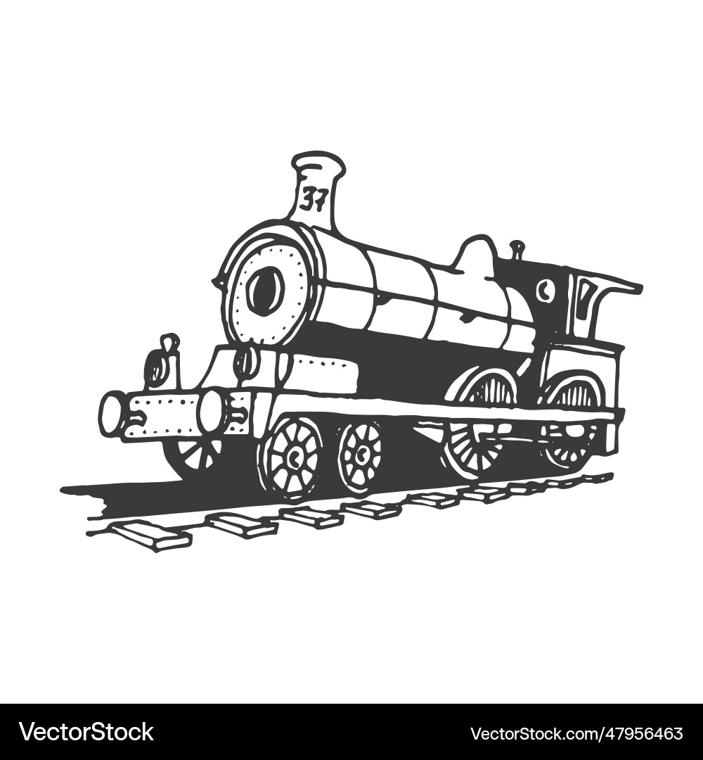 Old train locomotive puffer Royalty Free Vector Image