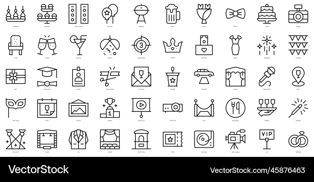 Set of thin line event icons Royalty Free Vector Image