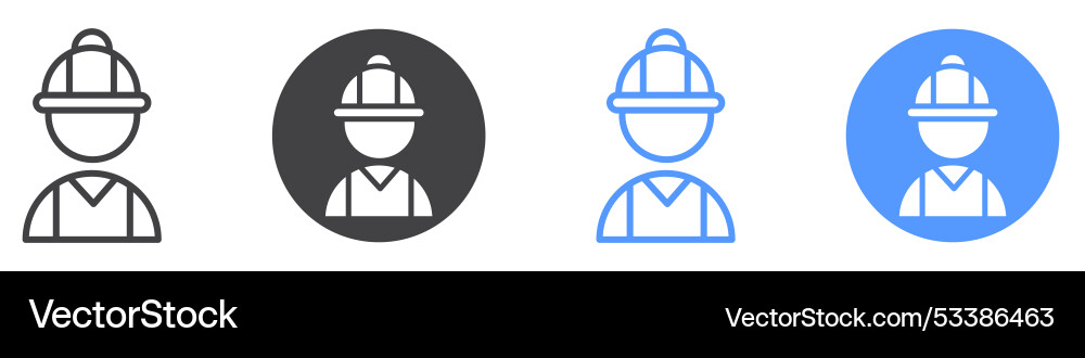 Worker icon flat line symbol set Royalty Free Vector Image