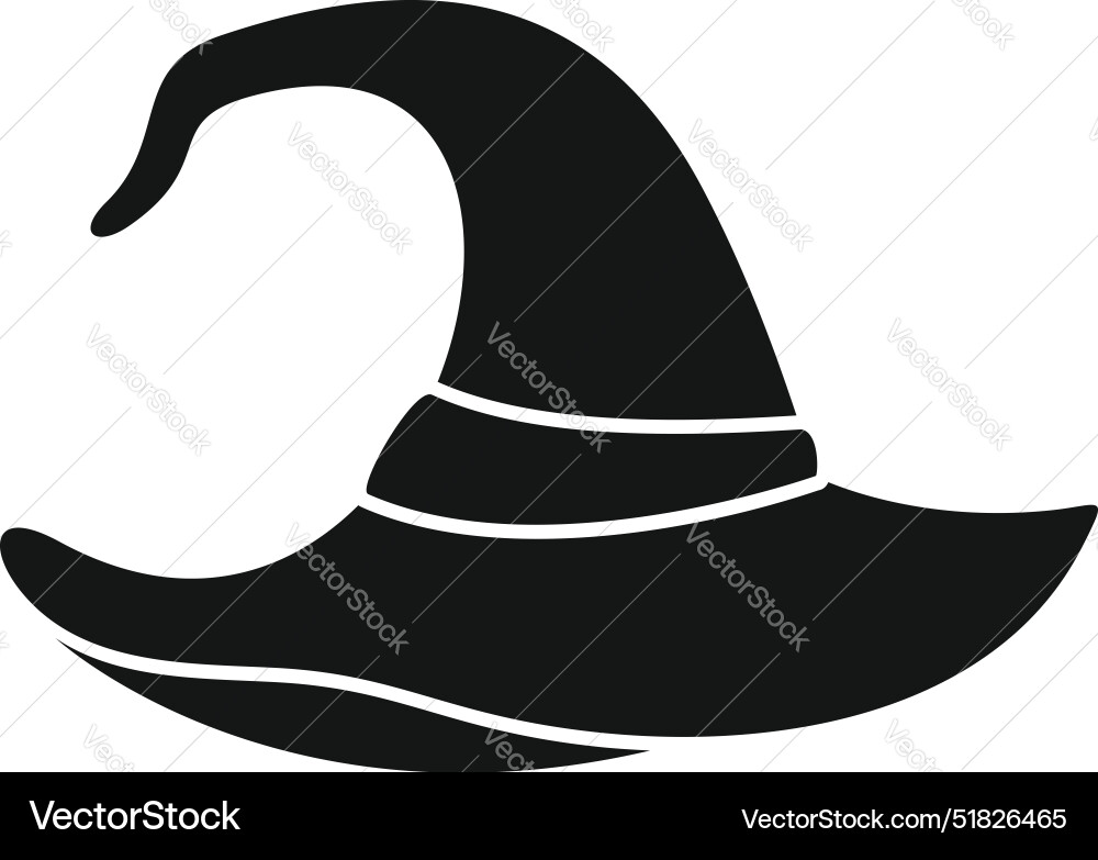 Black witch hat pointing up representing halloween