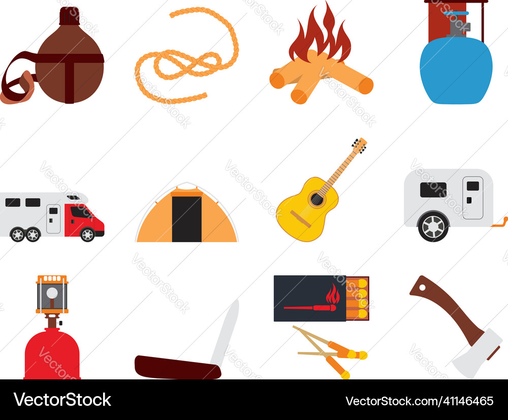 Camping icon set Royalty Free Vector Image - VectorStock