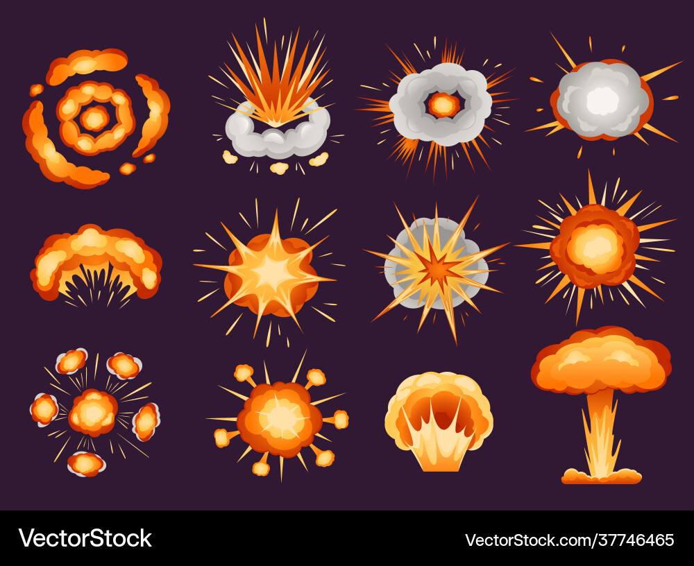 Comic explosion bomb detonation fire burst Vector Image