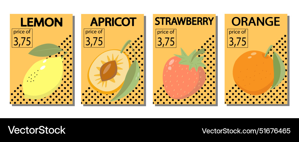 Fruit label set price tags poster banner Vector Image