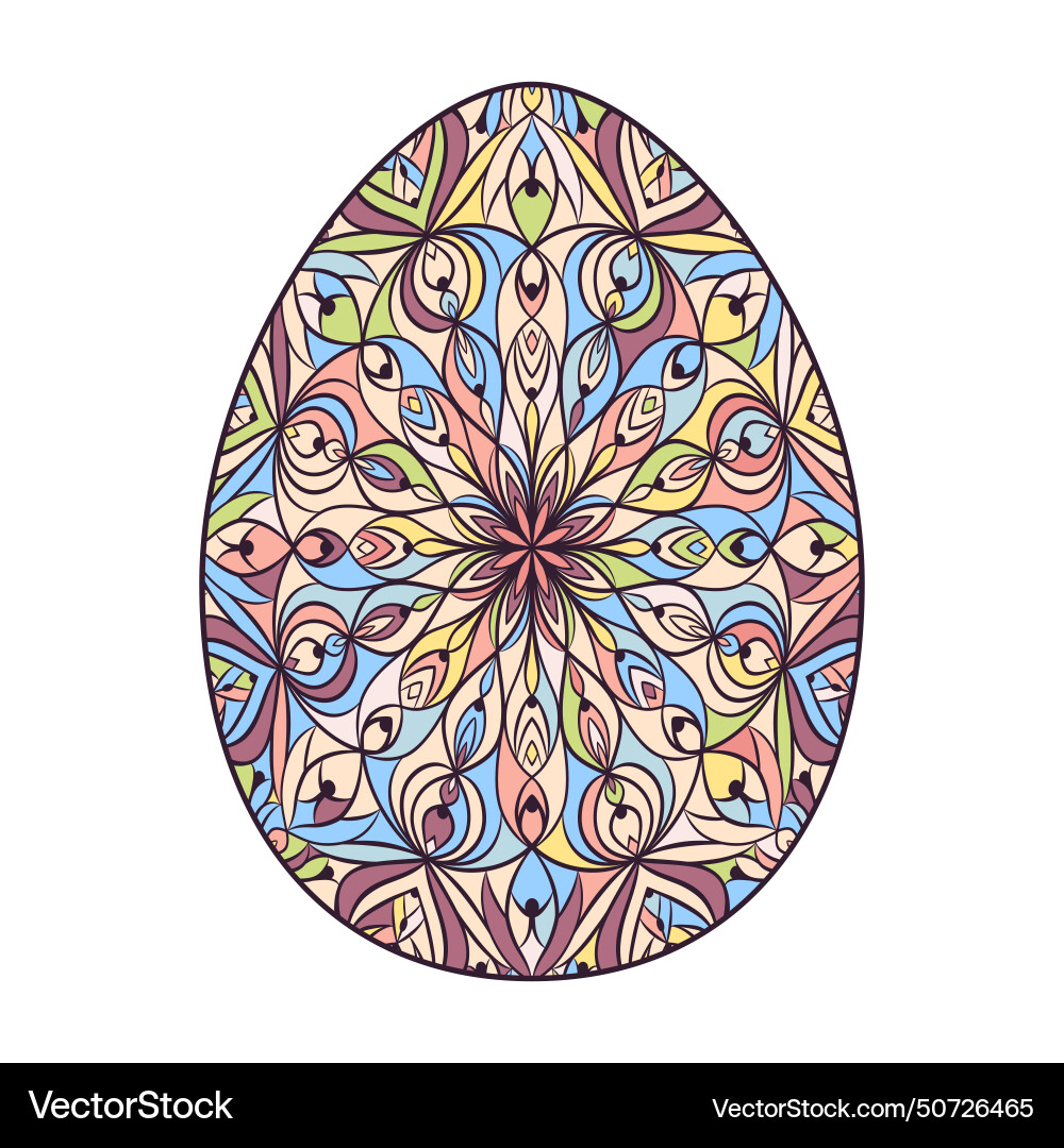 Hand drawn colorful easter egg with patterns Vector Image