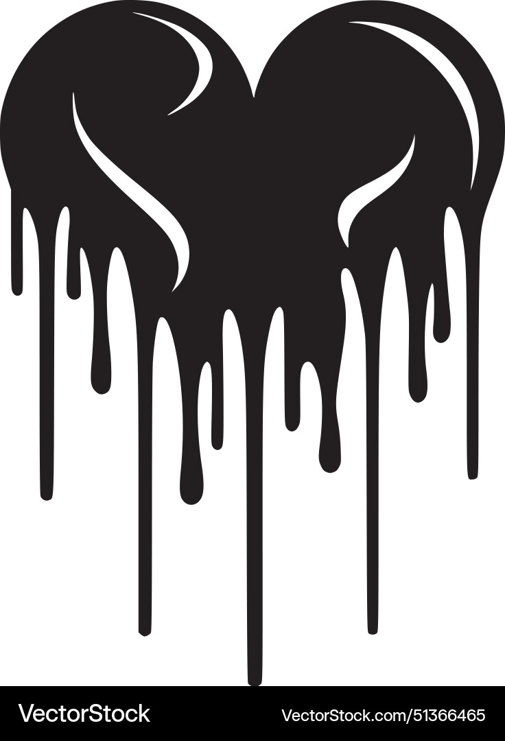 Heart dripping - black and white isolated icon Vector Image