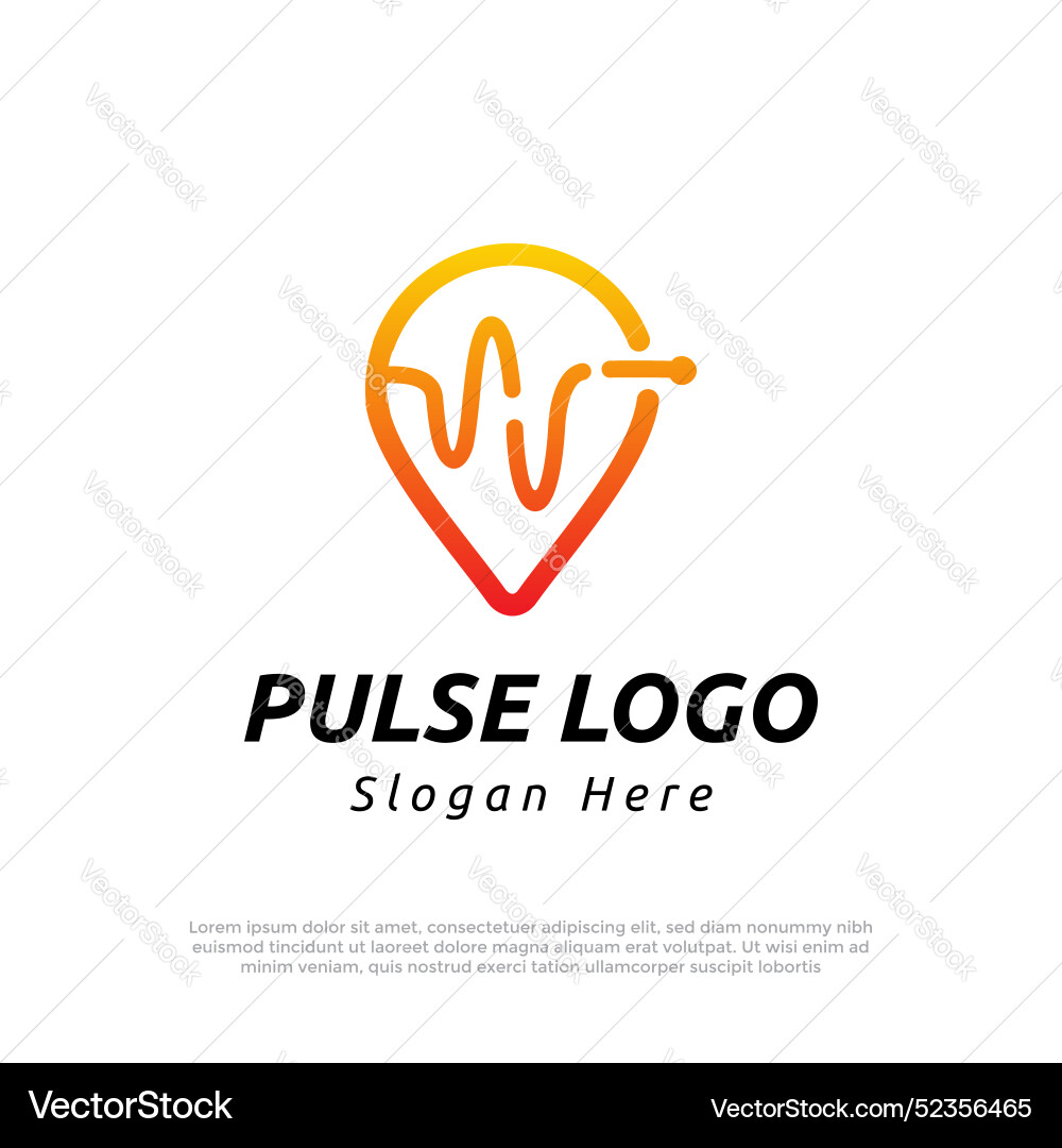 Minimalist pulse logo design template Royalty Free Vector