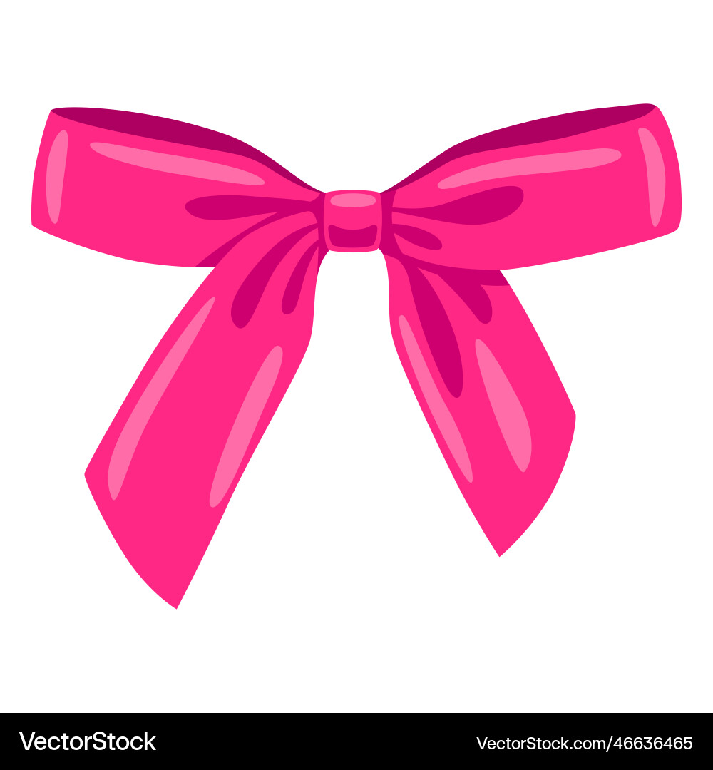 Pink satin bow ribbon with knot Royalty Free Vector Image