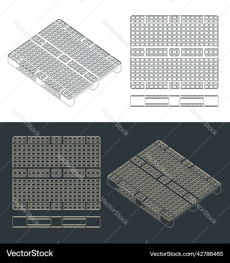 Plastic pallet blueprints Royalty Free Vector Image