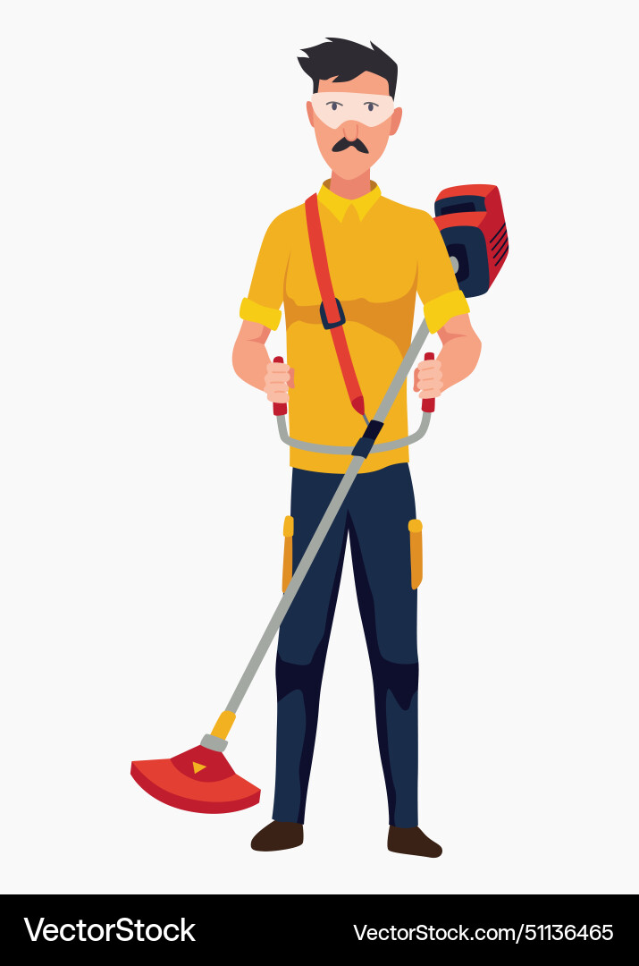 Professional gardener working on backyard Vector Image