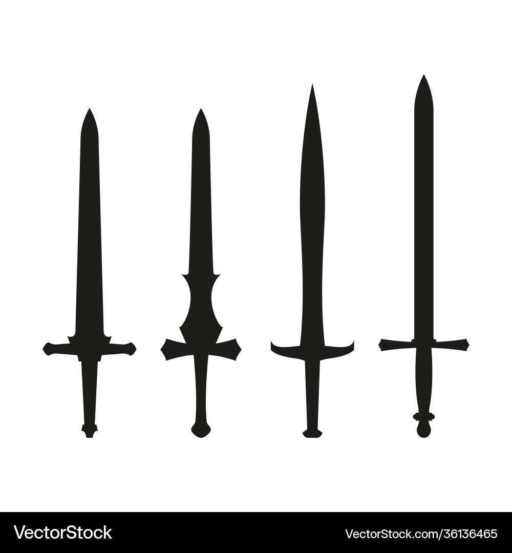 Set medieval swords Royalty Free Vector Image - VectorStock