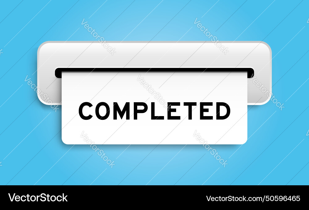 White coupon banner with word completed from Vector Image