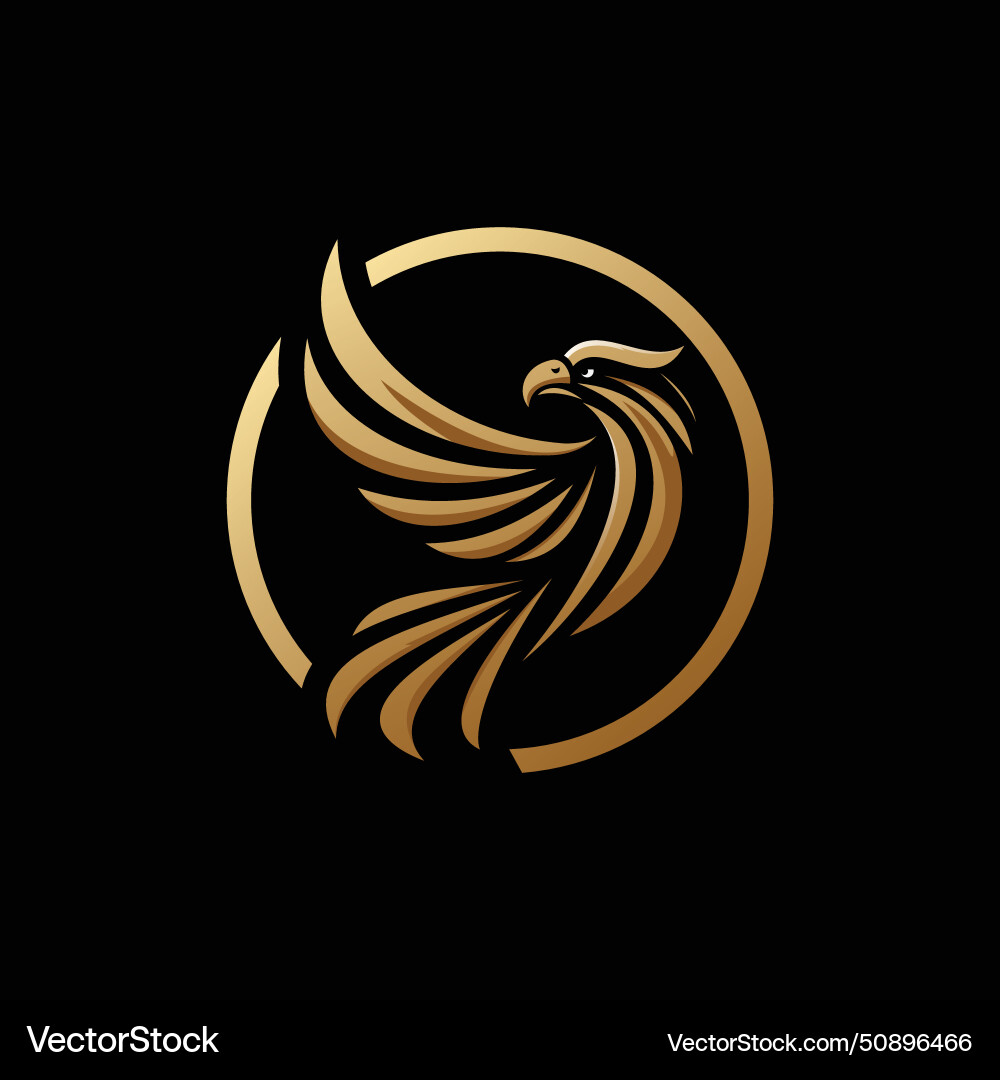 A sleek golden eagle logo design Royalty Free Vector Image